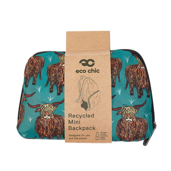 Eco Chic Lightweight Foldable Mini Backpack Highland Cow – Eco Chic ...